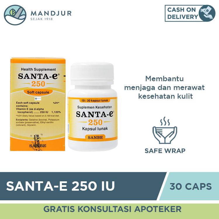 Santa-E 250 IU 30 Kapsul - Suplemen Vitamin E dan Kesehatan Kulit ...