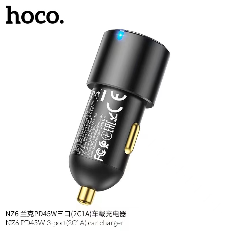 Hoco NZ6 PD45W 3 Port Car Charger หัวชาร์จในรถยนต์รองรับเทคโนโลยีชาร์จเร็ว หัวชาร์ท หัวชาร์จใน ...