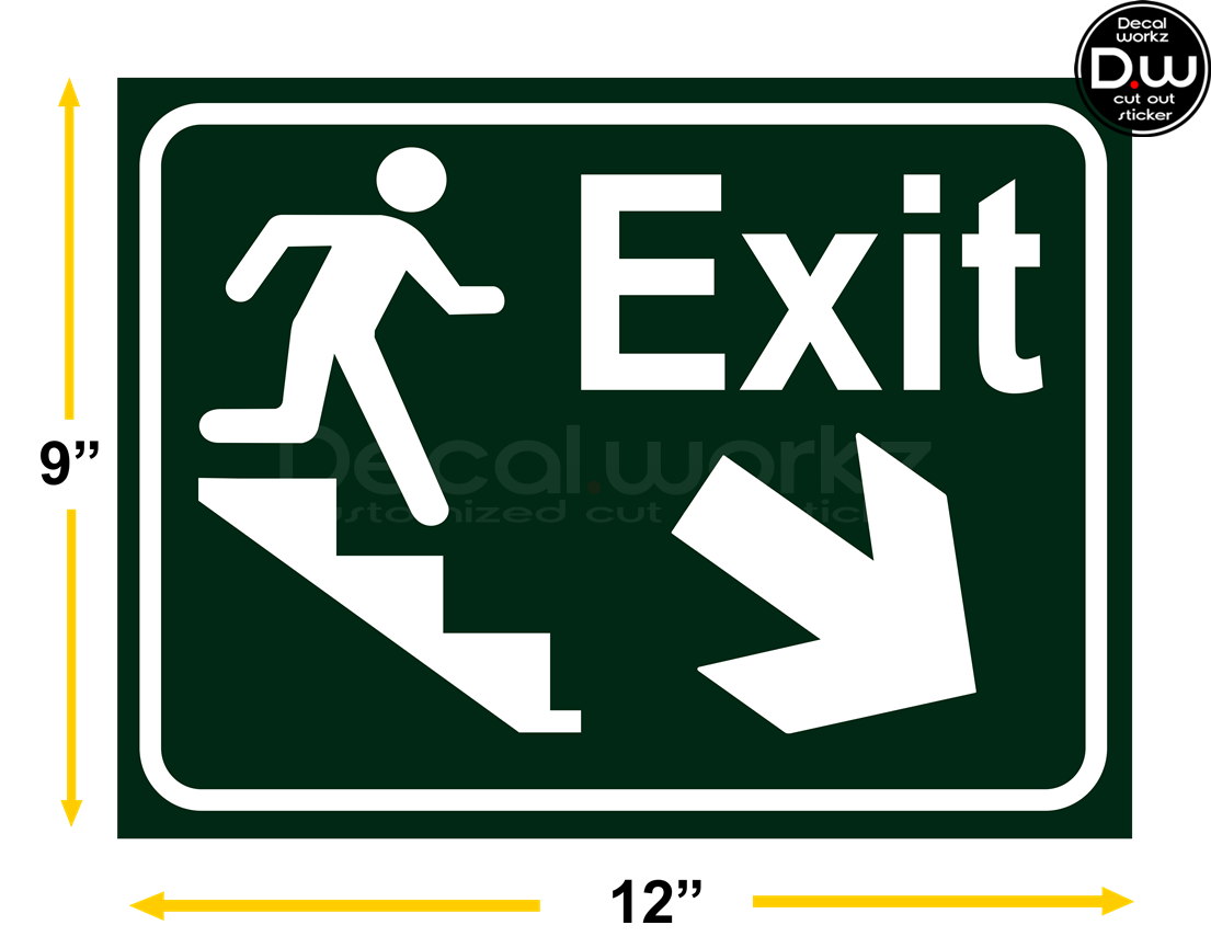 Reflective Exit Stair Arrow Sign Reflectorize Honeycomb vinyl Sticker ...