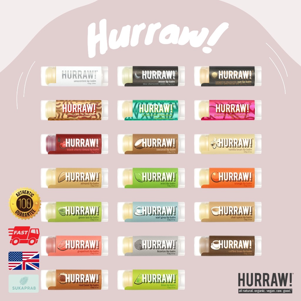 พร้อมส่ง Hurraw! Lip Balm 4.8g มีมากกว่า 20 กลิ่น ลิปบาล์ม ลิปออร์แกนิค ...