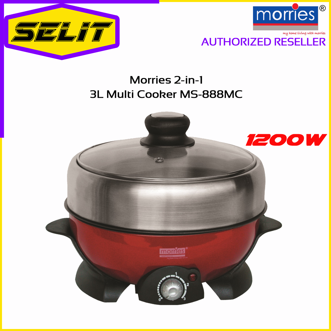 {Selit Trading} Morries 3L, 2-in-1 Multi Cooker {1200W} MS-888MC / MS ...