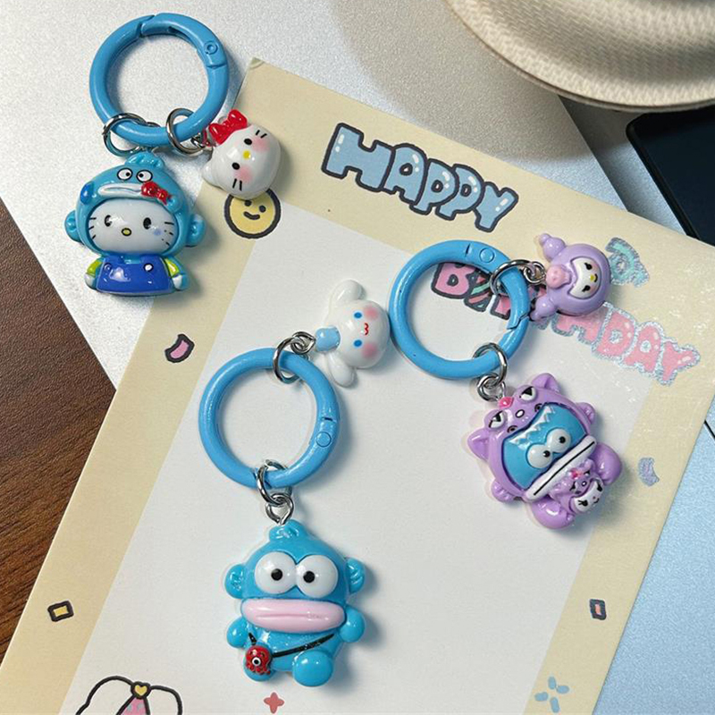 Cute Sanrio Hangyodon Hello Kitty Kuromi Cinnamoroll Keychain Pendant ...