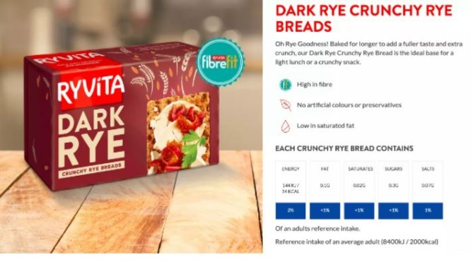 Ryvita Dark Rye Crunchy Breads 200g ไรย์วิต้า ขนมปังอบกรอบชนิดแผ่น รส ...