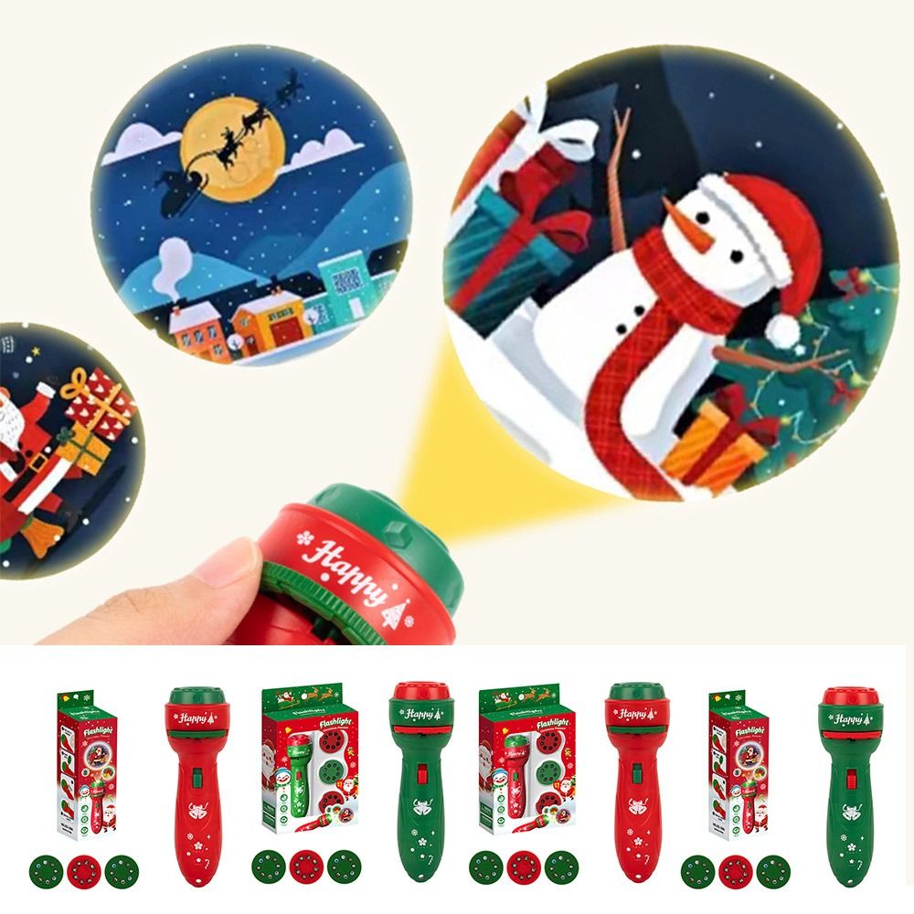 Creative Glowing Christmas Flashlight Projector Cartoon Early Education ...