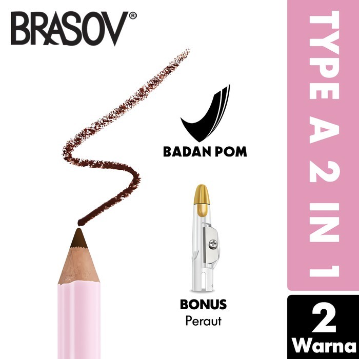 Brasov Eyebrow Pencil 2in1 Eye brow Pencil 2in1 (Pensil+Rautan ...