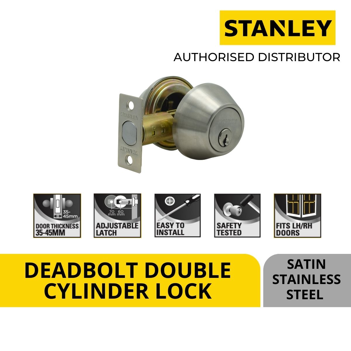Stanley Deadbolt Double Cylinder Lock Backset 60/70mm/ Deadbolt Lock ...