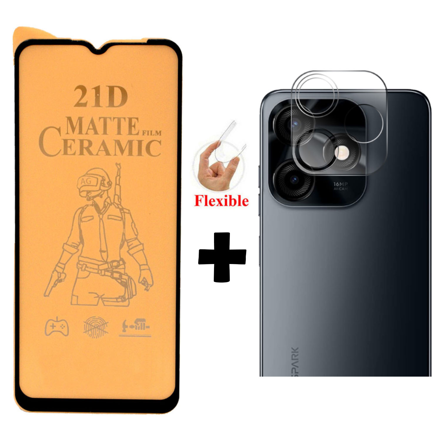 Tecno Spark 10c Matte Glass + Camera Lens Protector - 2-in-1 Combo Deal ...