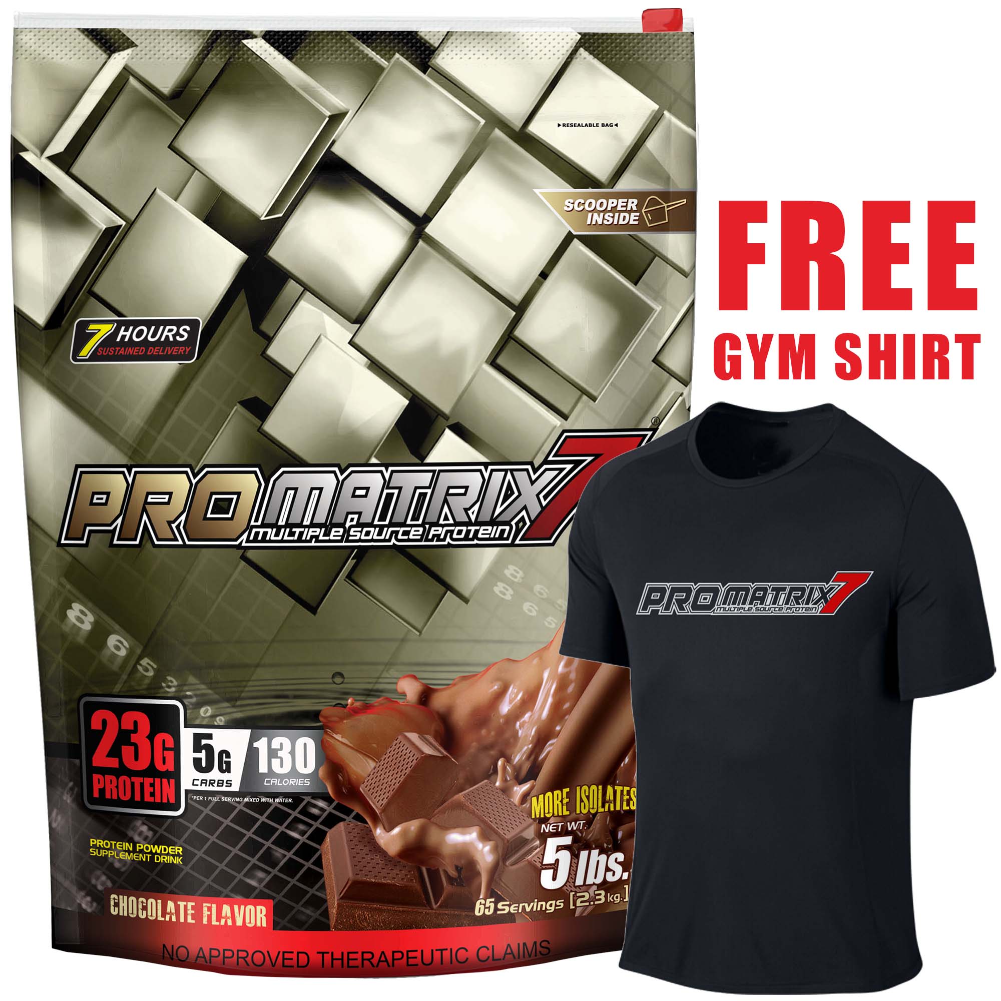 5lbs!!! Promatrix 7 Whey Protein Chocolate with Dri-Fit Gym Shirt ...