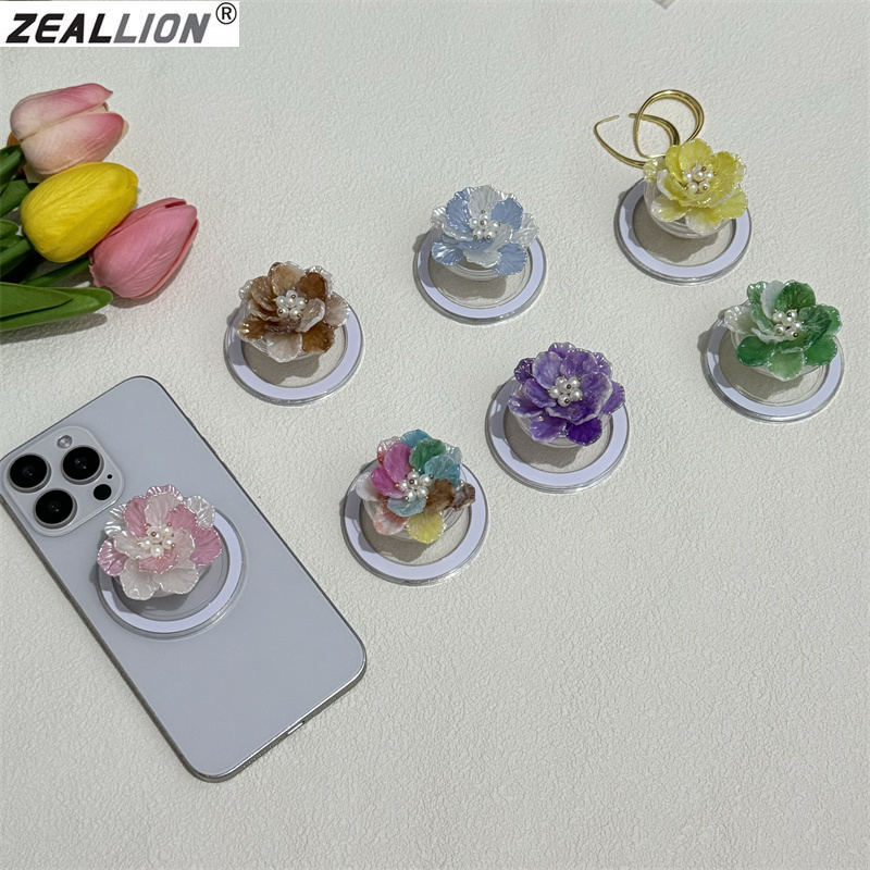 Zeallion Colorful Flower Pattern Magsafe Attraction Phone Grip Tok ...