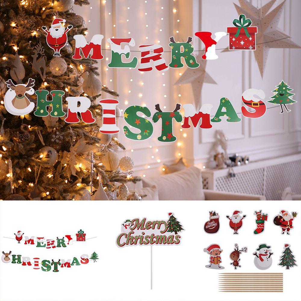 Creative Santa Claus/snowman Christmas Pull Flag Festive Cartoon Cake ...