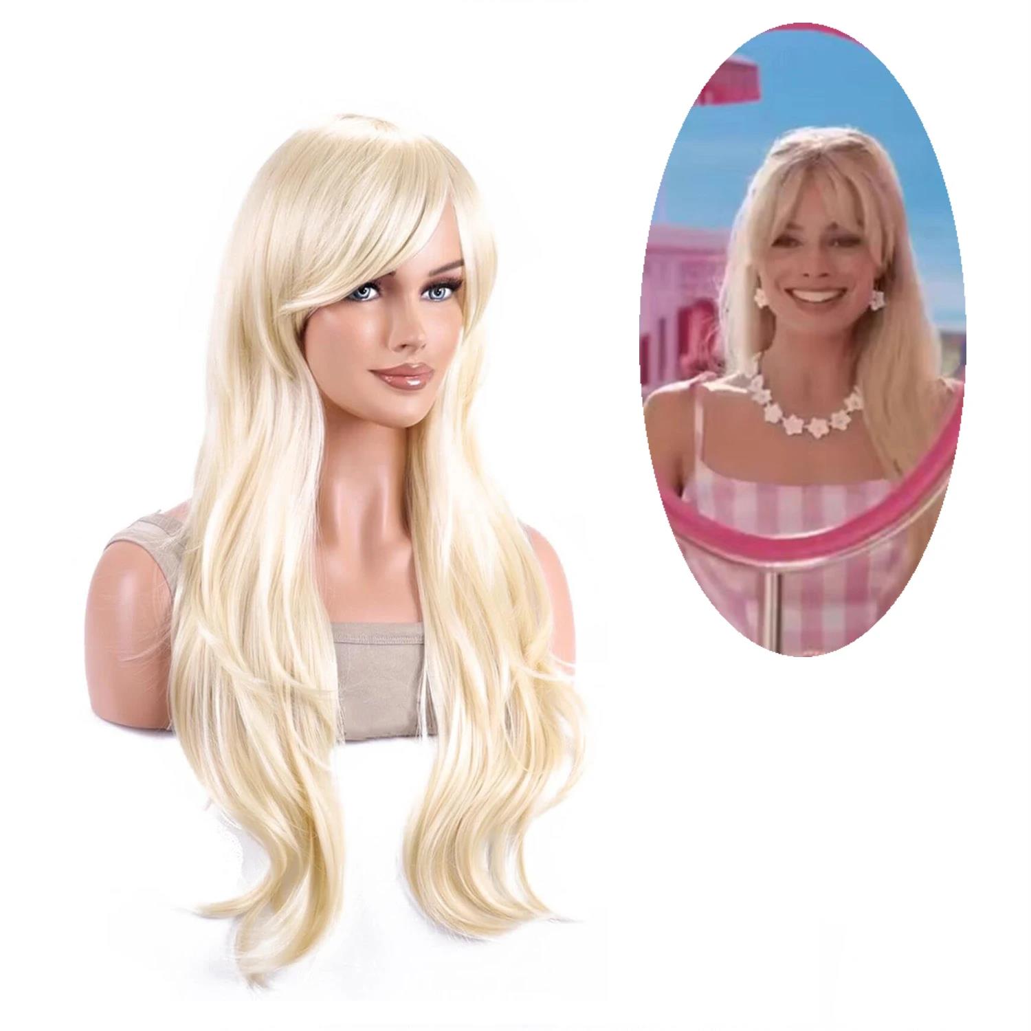 Synthetic Movie Barbie cosplay wig Light blonde cos hair Micro roll ...