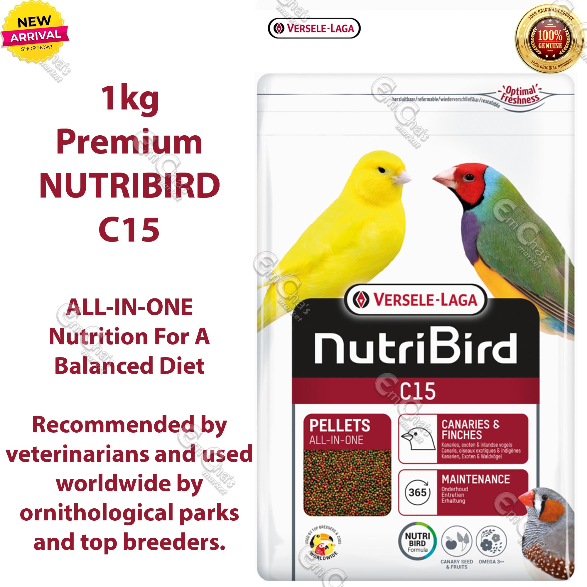 Versele-Laga Large 1kg PREMIUM NUTRIBIRD C15(WHITE PACK)EXPIRATION: DD ...