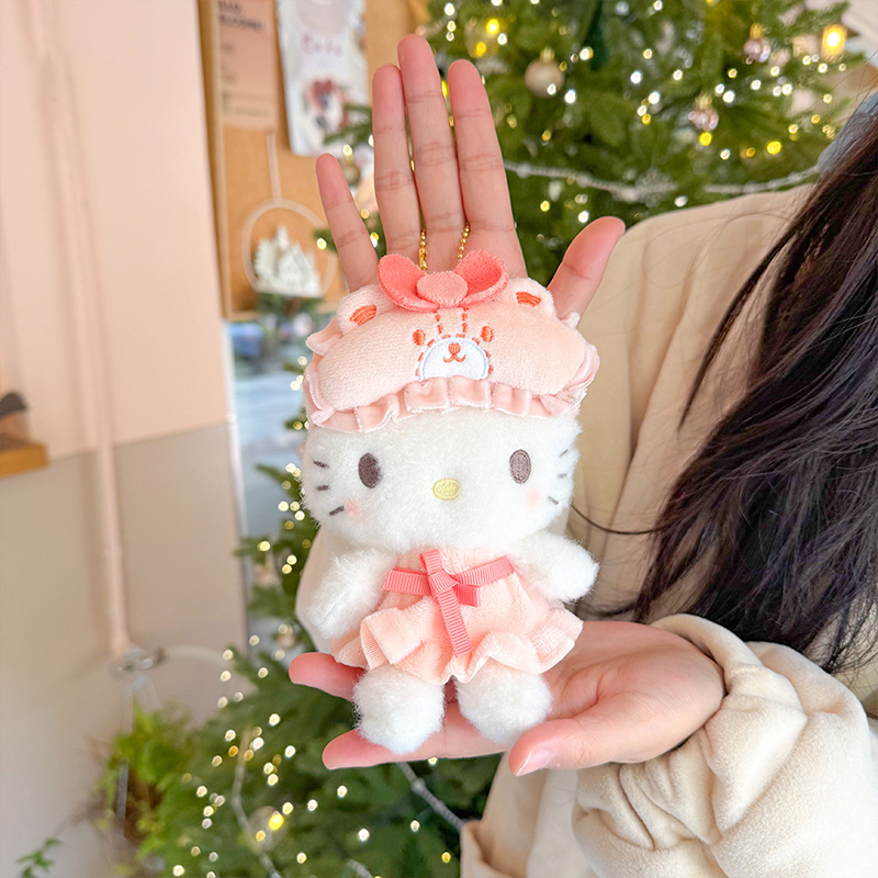 Sanrio HelloKitty Eye Mask Pajamas Plush Toy Keychain Kuromi Melody ...