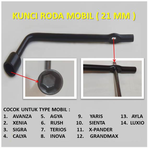 Kunci Roda Mobil Avanza / Velos / Ne Avanza / Tire Wrench/ Wrench Wheel 21mm Lubang Metema ...