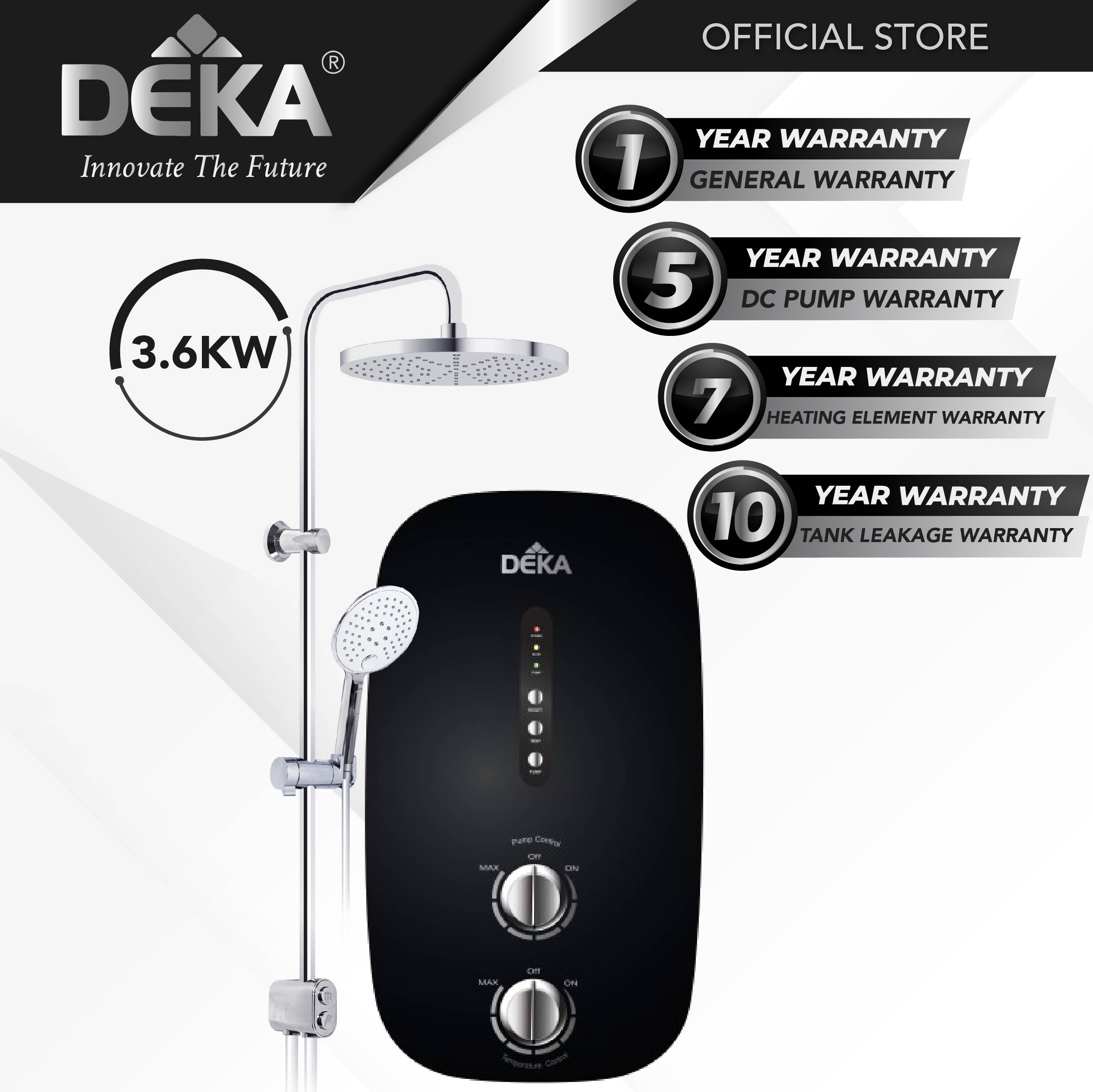 Deka 3.6KW PRO 80 MB Inverter Silent Dc Pump Water Heater with Rain ...