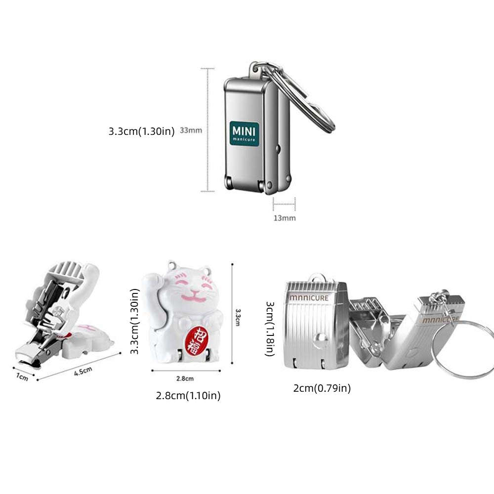 Portable Maneki Neko Cat Mini Nail Clipper Keychain Stainless Steel Car ...