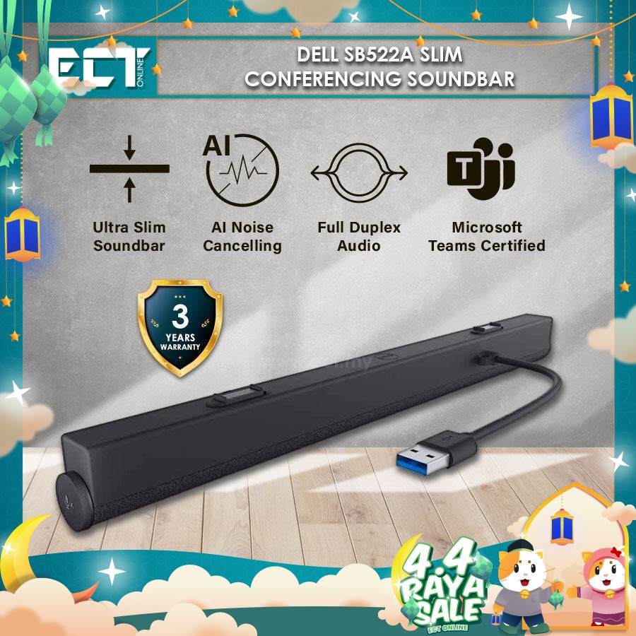 Dell SB522A Slim Conferencing Soundbar with the world’s most Intelligent Microsoft Teams ...