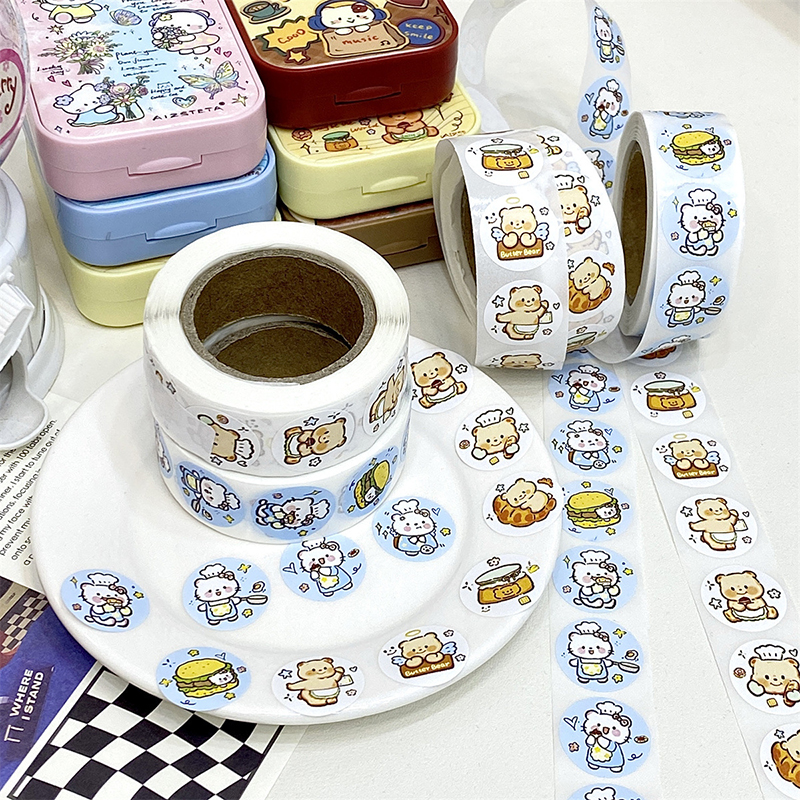 500Pcs/roll Cute Round Seal Stickers Rolls Stickers Graffiti Luggage ...