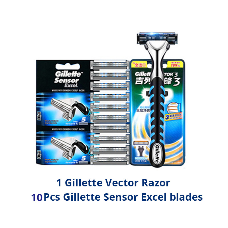 Gillette Sensor Excel Men's Razor Blades Double Edges Replacement Heads ...