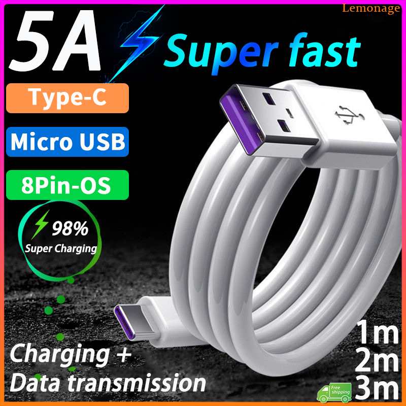 【Ready Stock】5A USB 3.0 Fast Charging Cable 1M/2M/3M Compatible For ...