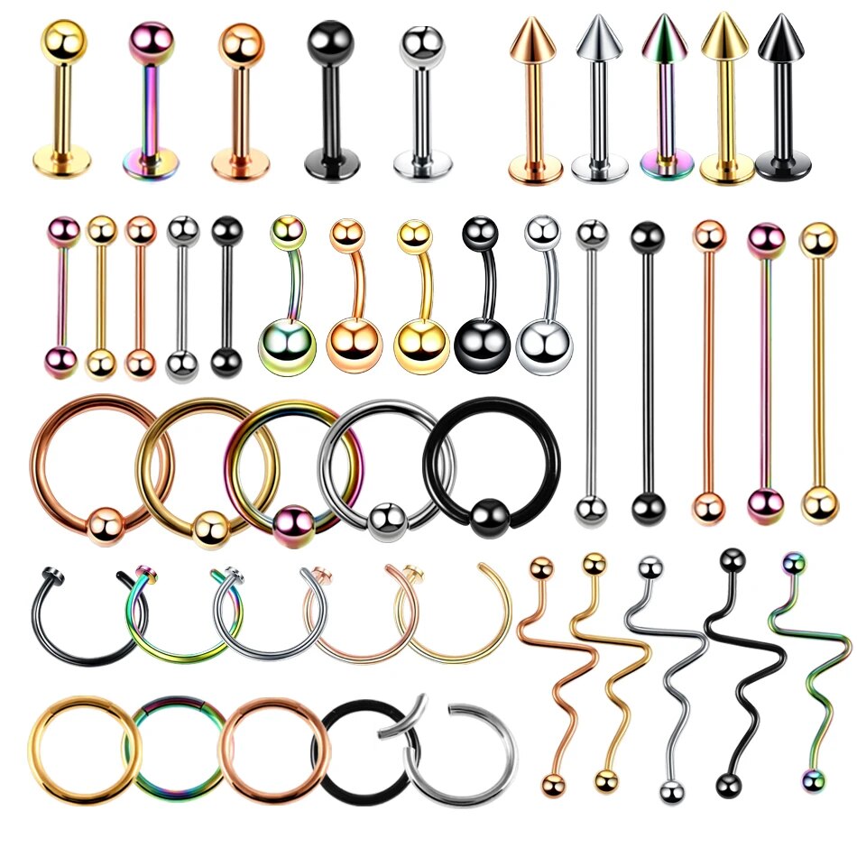 1PC Steel Industrial Piercing Belly Button Ring Navel Earring Nose ...