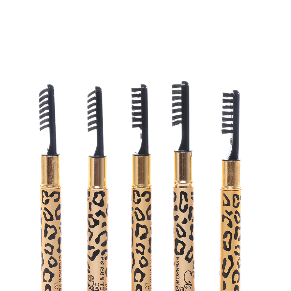 1PC Leopard Women Eyebrow Pencil Waterproof Black Eye Brown Pencil With ...