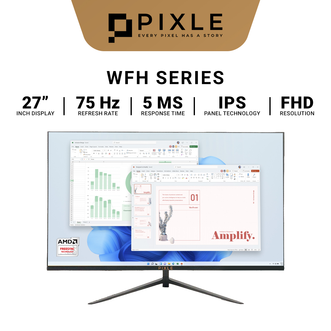 PIXLE 27" FHD 75Hz 5ms Flat IPS Basic Gaming Monitor /Productivity ...