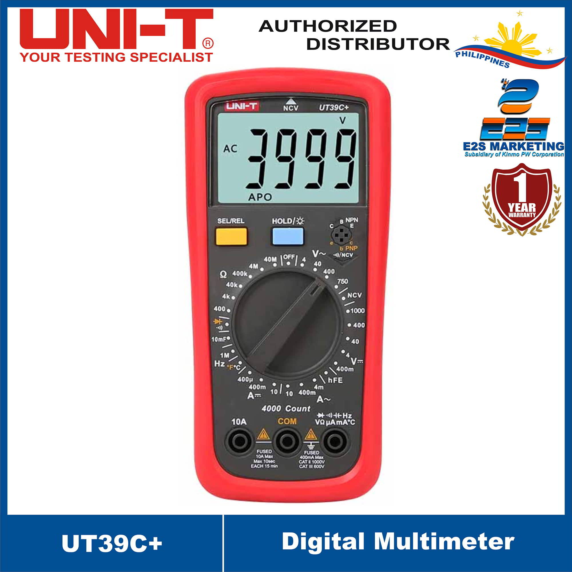 Uni T Digital Multimeter Ut 39c Auto Range Tester Ac And Dc Voltage Current Capacitance