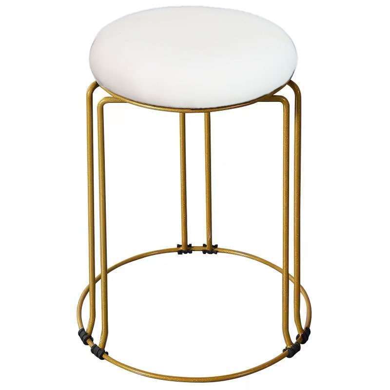 P Nordic Stool Home Modern Minimalist 6 Gold Leg Steel Frame Round Low ...
