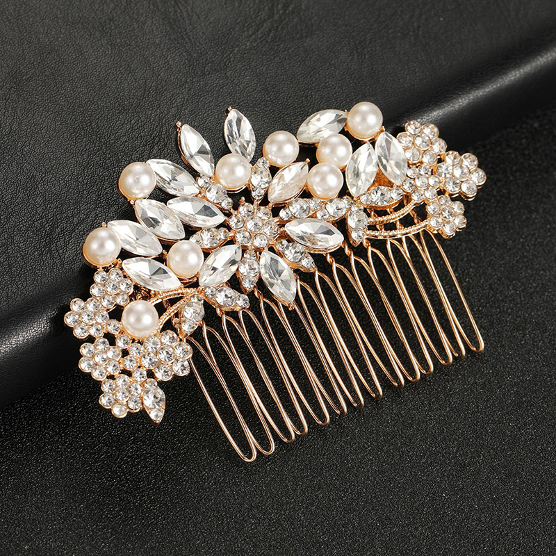 Simple Pearl Bride Wedding Hair Comb Hair Side Comb Bridal Rhinestone ...