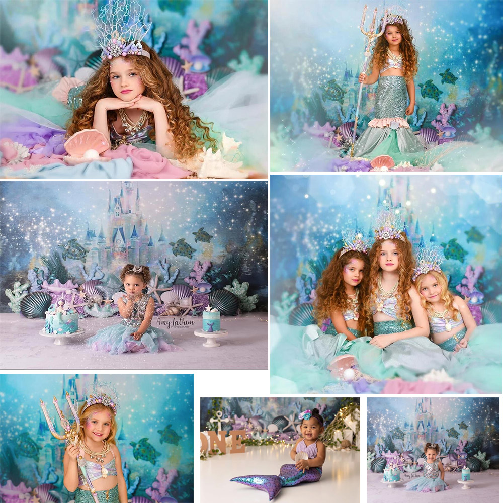 Bluey Mermaid Baby Shower 1st Birthday Backdrop For Photography ...