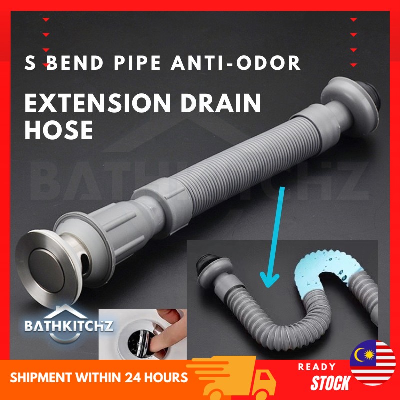 BATHKITCHZ Bathroom Sink Basin Flip Top Waste Extension Drain Hose Anti ...