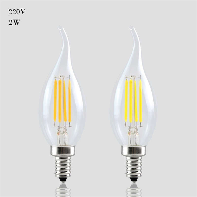 lights Dimmable E14 Bulb LED 2W 4W 6W Edison Retro Filament Candle ...