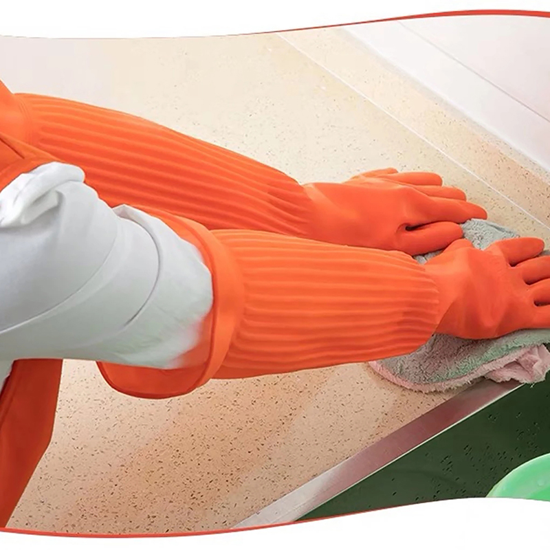 Waterproof Warm Household Dishwashing Dust Glove Long Rubber Gloves ...
