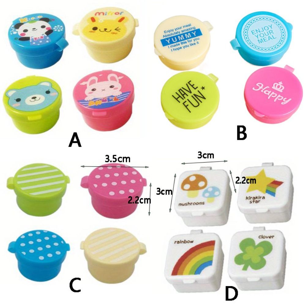 4pcs Mini Condiment Bottle Box Salad Dressing Ketchup Container Plastic ...