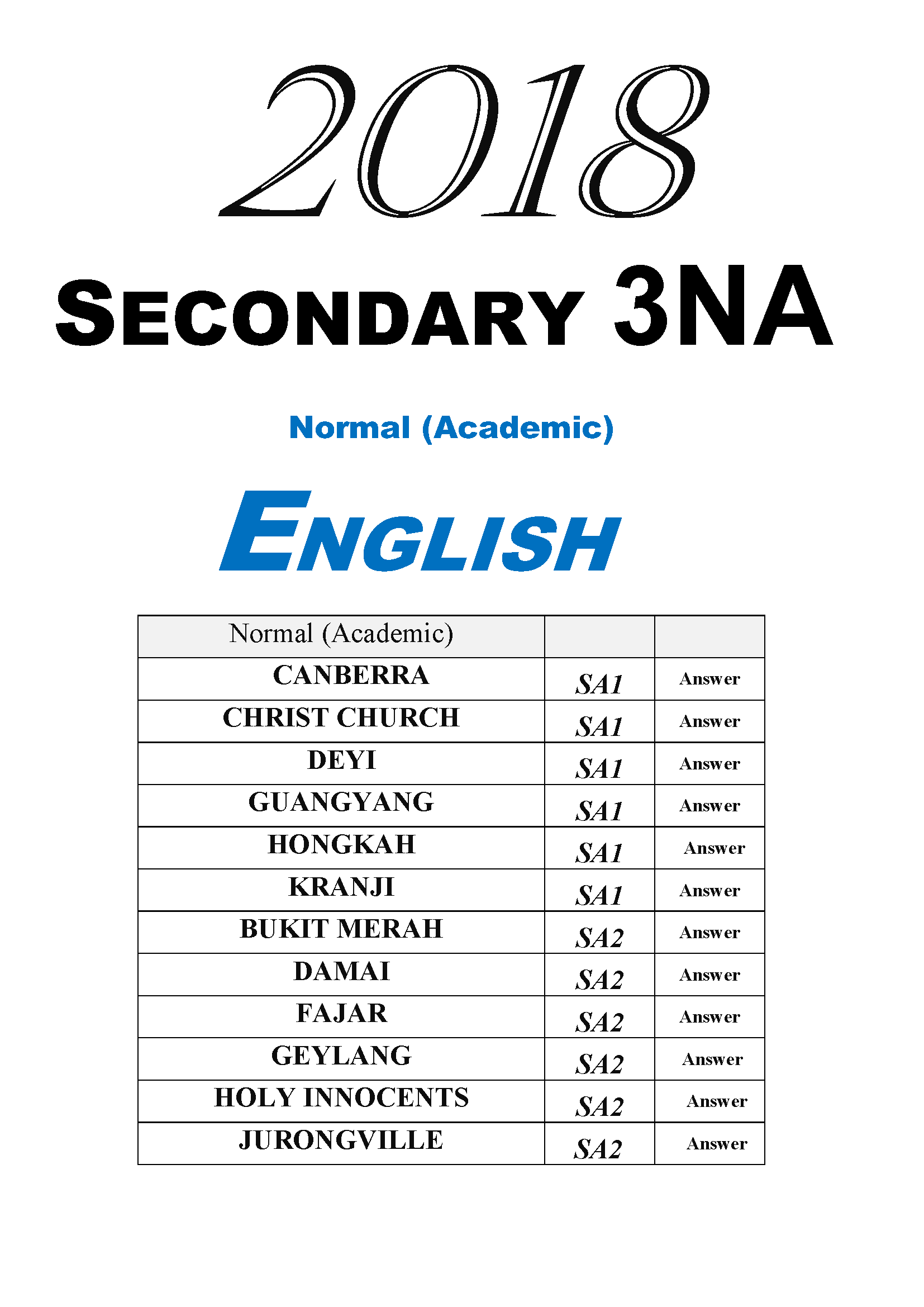 Secondary 3NA Normal Academic School Exam Papers | Lazada Singapore