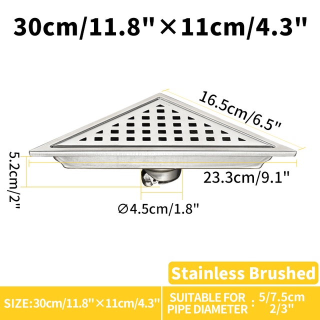 Stainless Steel Triangle Invisible Floor Drain Balcony Bathroom Corner ...