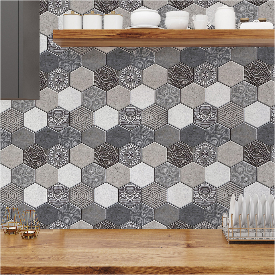 【Folio & Light】Brick Wallpaper Self Adhesive 3d Hexagonal Tile Wall ...