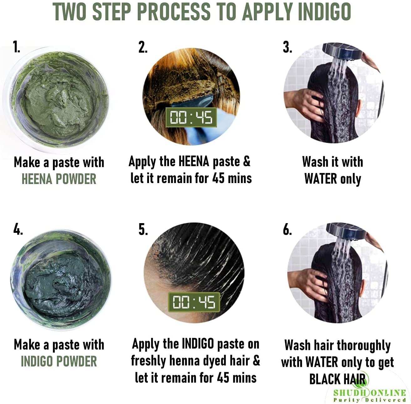 BETT Shudh Online Indigo Powder Organic for Hair Black Colour (100 ...