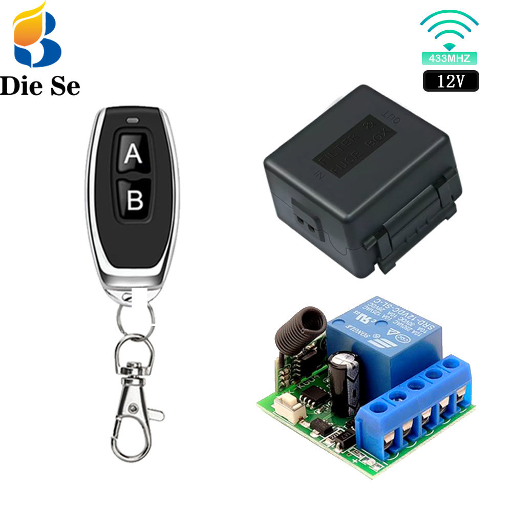 433 Mhz Gate Remote Control Switch Dc 12v 10a Relay Mini Module Remote ...