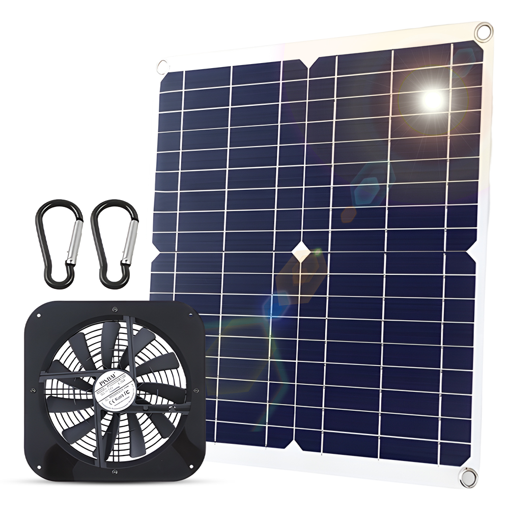 20W Solar Powered Fan - Waterproof USB Solar Panel Vent Exhaust Fan ...