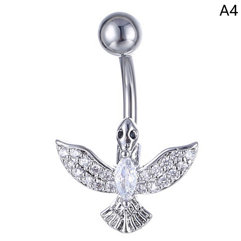 Crystal Belly Button Ring Animal Shape Belly Piercing Stainless Steel ...