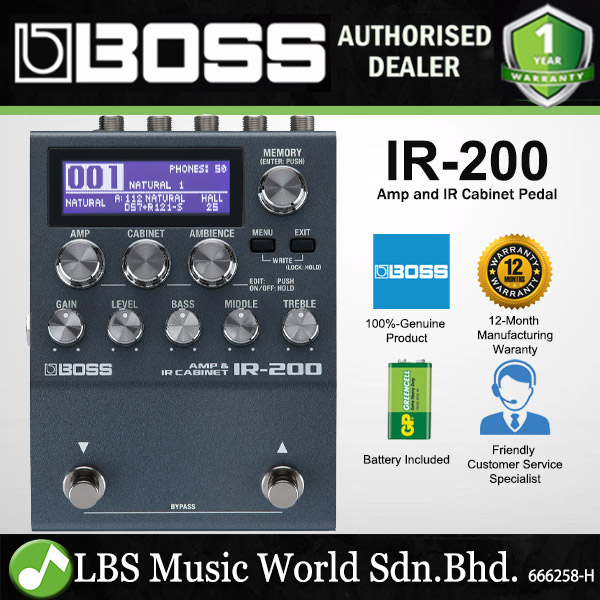 Boss IR-200 Amp and IR Cabinet Guitar Amplifier Simulator and Impulse ...