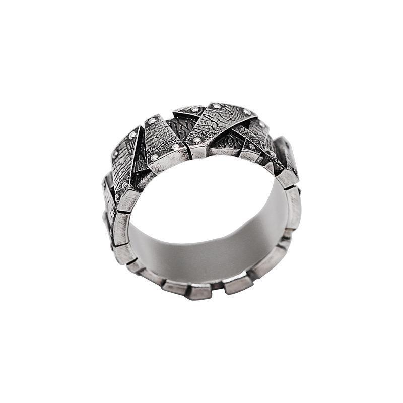 "Fence" Ring Thai Silver Ring Male Aggressive Personality Old Retro Ins ...
