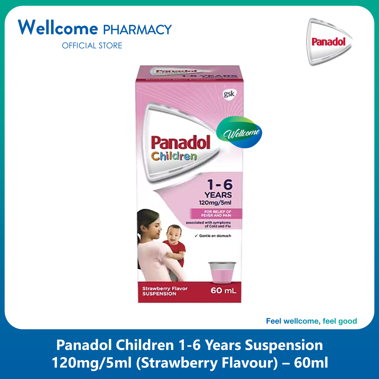 Panadol Children 1-6 Years Suspension - Strawberry Flavour - 60ml | Lazada