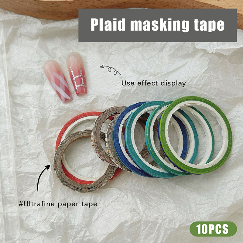 10 Rolls Masking Nail Art Tape Rolls Creative Striping Line Guide Tapes ...