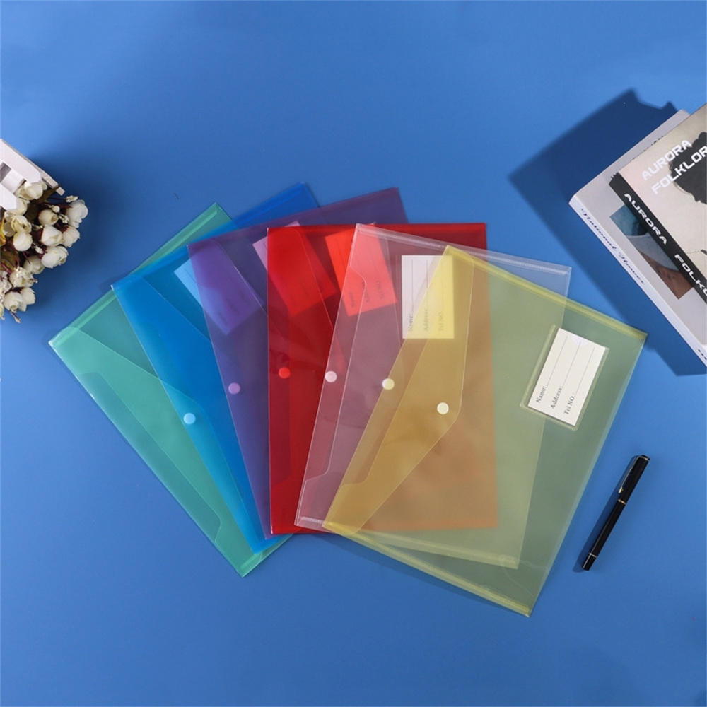 A4 File Bag Transparent Waterproof Snap-Type Plastic Information Bag ...