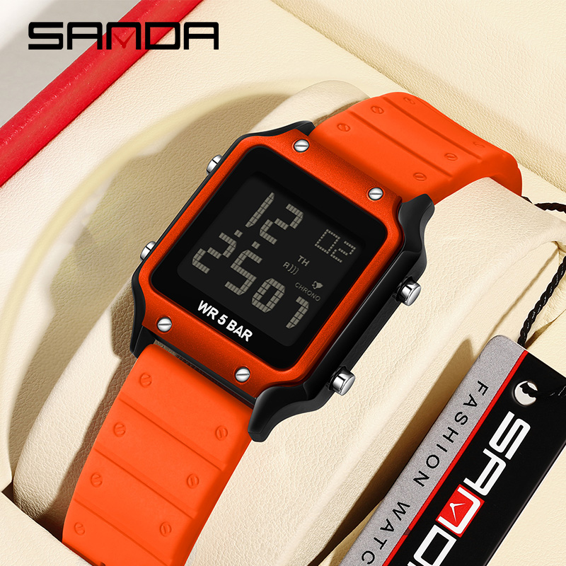 Sanda Classic Small Square Watch Simple Trendy Night Light Waterproof ...