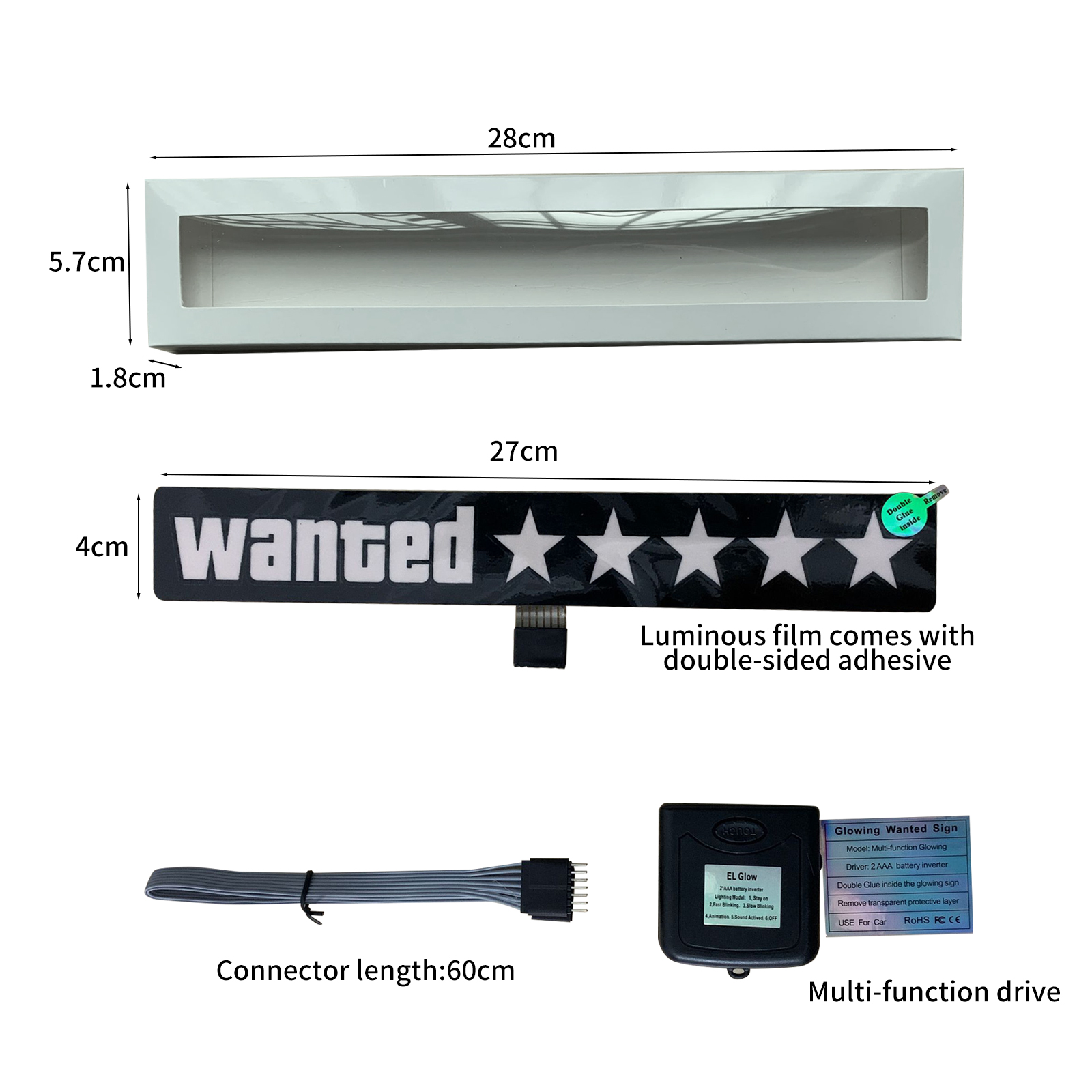 NEW 【Innovative design】Wanted 5 Star Car Windshield Glow Panel Electric ...