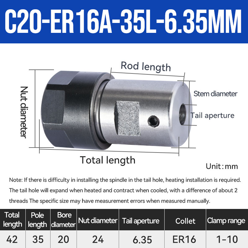 Motor Shaft Spindle Extension Rod ER16 Collet Chuck Spindle Cutter Bar ...